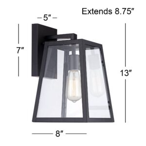 John Timberland Arrington Modern Industrial Outdoor Wall Light Fixture Black 13" Clear Glass Antique Edison Style Bulb Exterior House Porch Patio Outside Deck Garage Yard Front Door Garden Home