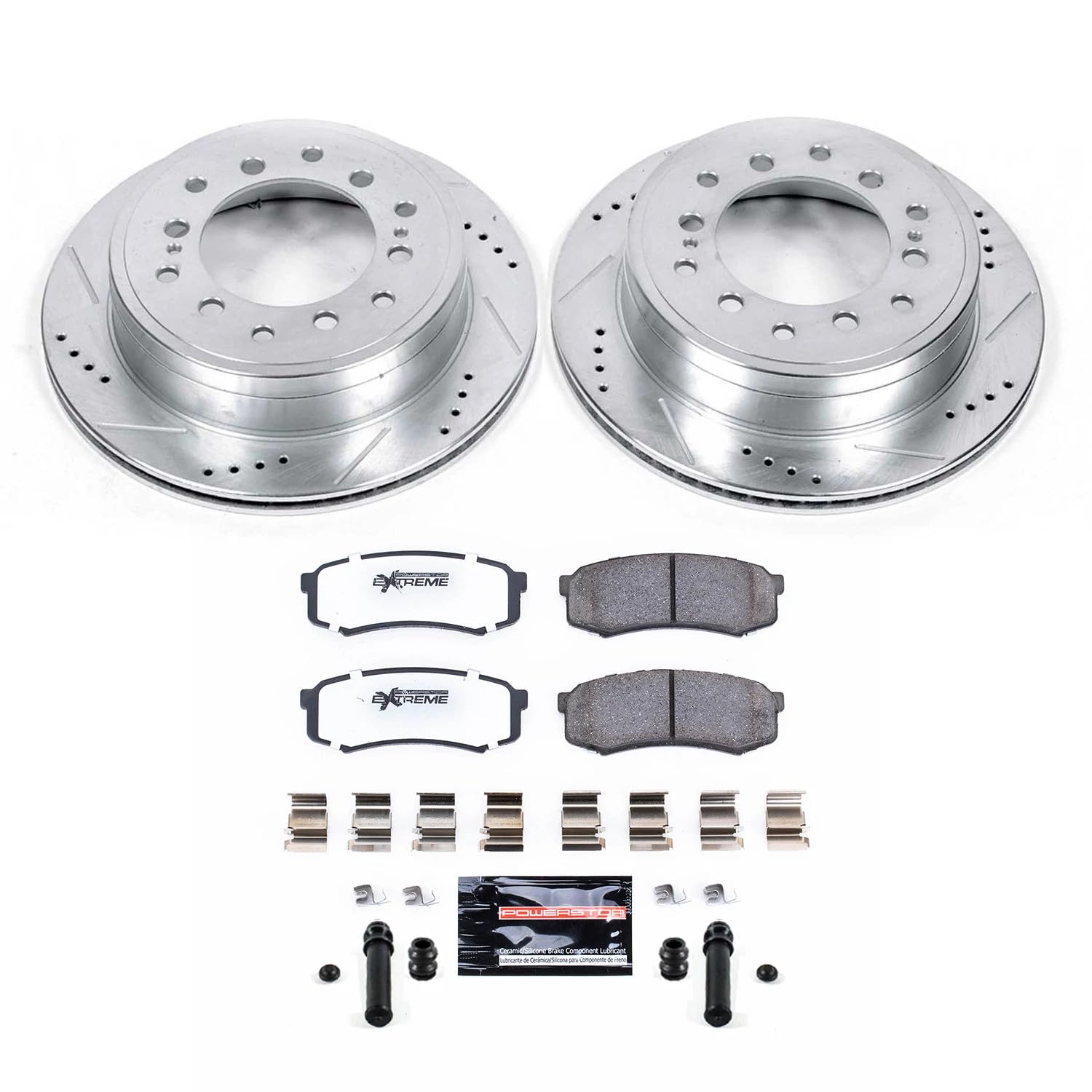 Power Stop Brake Kit For 2010-013 Lexus GX460 Toyota 4Runner Fj Cruiser - Rear Z36 Truck & Tow, Carbon Fiber Ceramic Brake Pads and Drilled and Slotted Brake Rotors Replacement, K5875-36