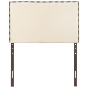 Modway MOD-5218 Region Linen Fabric Upholstered Twin Headboard in Ivory with Nailhead Trim