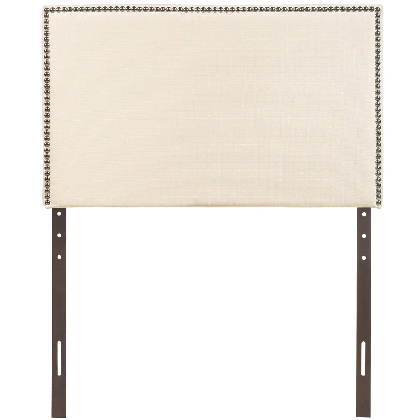 Modway MOD-5218 Region Linen Fabric Upholstered Twin Headboard in Ivory with Nailhead Trim