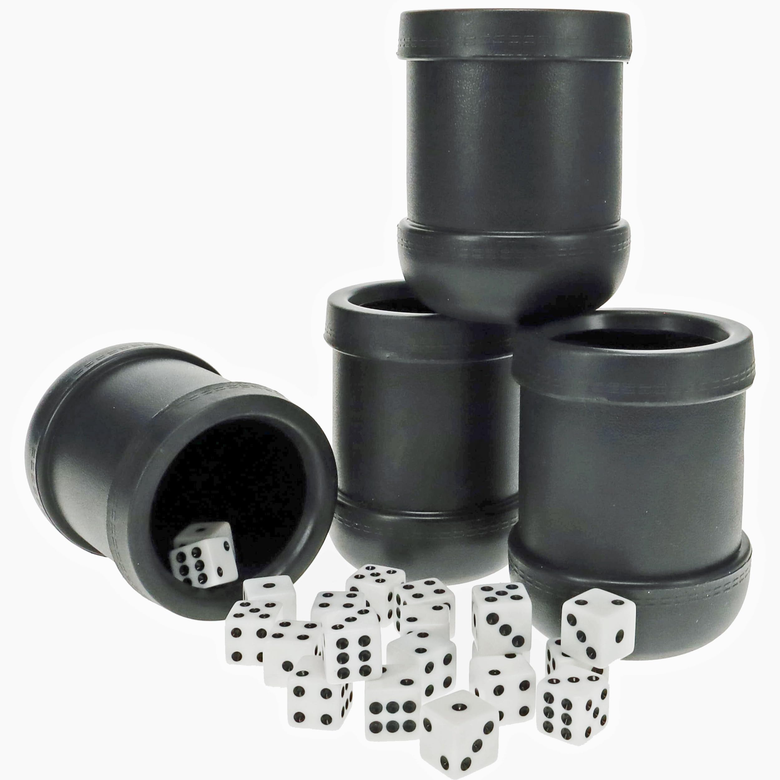 WE Games Dice Cups, Professional Grade Plastic with 20 Dice & Instructions for Liar's Dice, Set of 4