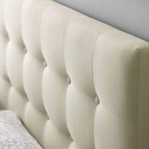 Modway Emily Tufted Button Linen Fabric Upholstered King Headboard in Ivory