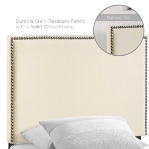 Modway MOD-5218 Region Linen Fabric Upholstered Twin Headboard in Ivory with Nailhead Trim