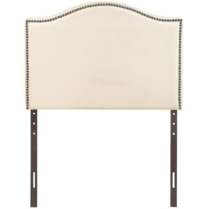 Modway Curl Linen Fabric Upholstered King Headboard with Nailhead Trim and Curved Shape in Ivory