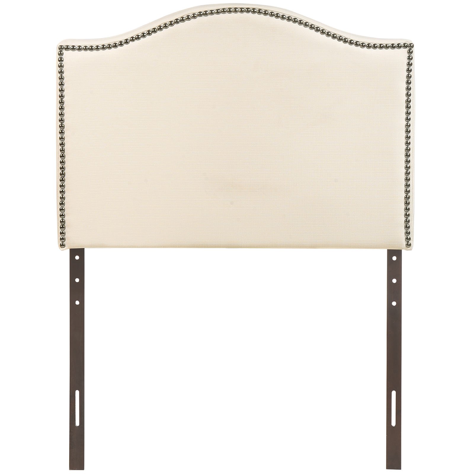 Modway Curl Linen Fabric Upholstered King Headboard with Nailhead Trim and Curved Shape in Ivory