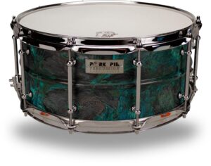 pork pie 6.5"x14" patina brass snare drum