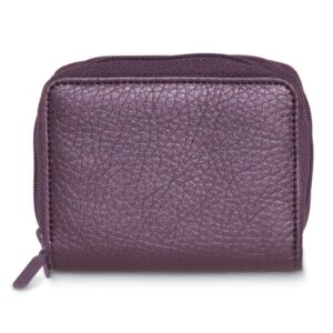 collections etc rfid buxton scan proof compact leather-look wallet purse, plum, onesize