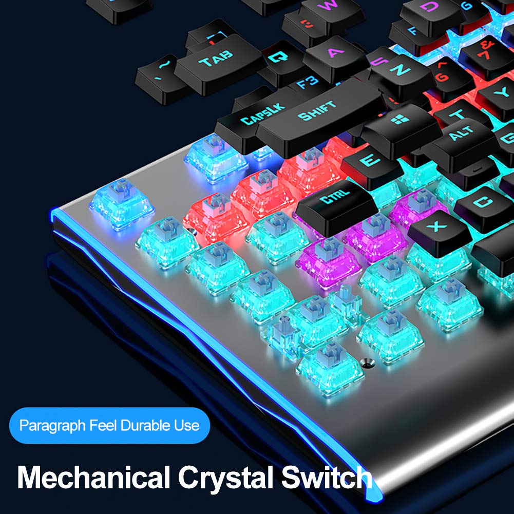 AULA F2099 Low Profile Mechanical Gaming Keyboard, with Blue Switches, Media Knob, RGB Backlight, Ultra-Thin Keycaps, 104-Keys Anti-Ghosting Programmable USB Wired Computer Keyboards