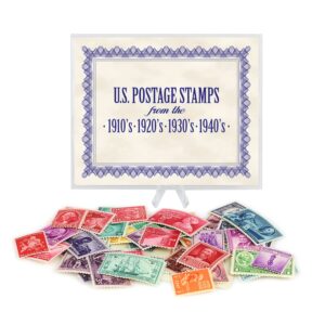 American Coin Treasures 40 U.S. Postage Stamps from The 1910's, 1920's, 1930's and 1940's, Mint State Condition, Various Denominations and Postal Rates, Perforated Edges