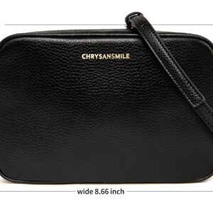 Chrysansmile Crossbody Bags for Women Genuine Leather Small Purse Black Soft Cross Body Bag with Tassel