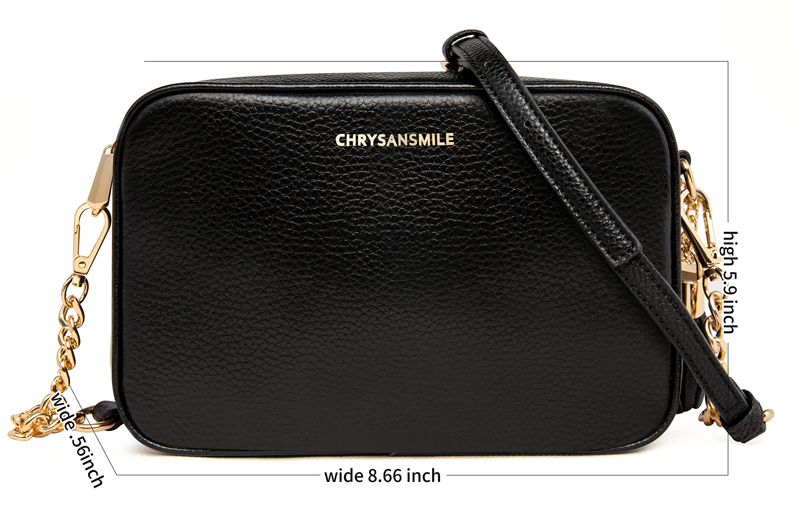 Chrysansmile Crossbody Bags for Women Genuine Leather Small Purse Black Soft Cross Body Bag with Tassel