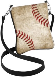 eric scott baseball stitch crossbody bag, durable premium water-resistant fabric baseball stitch small crossbody bag easily wipes clean (7.5”w x 9" h)