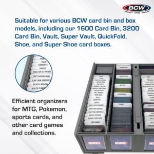 bcw tall trading card dividers - 10 ct | archival quality, write-on index tab, 3 11/16 x 2 11/16 inches | fits vault, super vault, quickfold, shoe, and super shoebox boxes | card organizer dividers