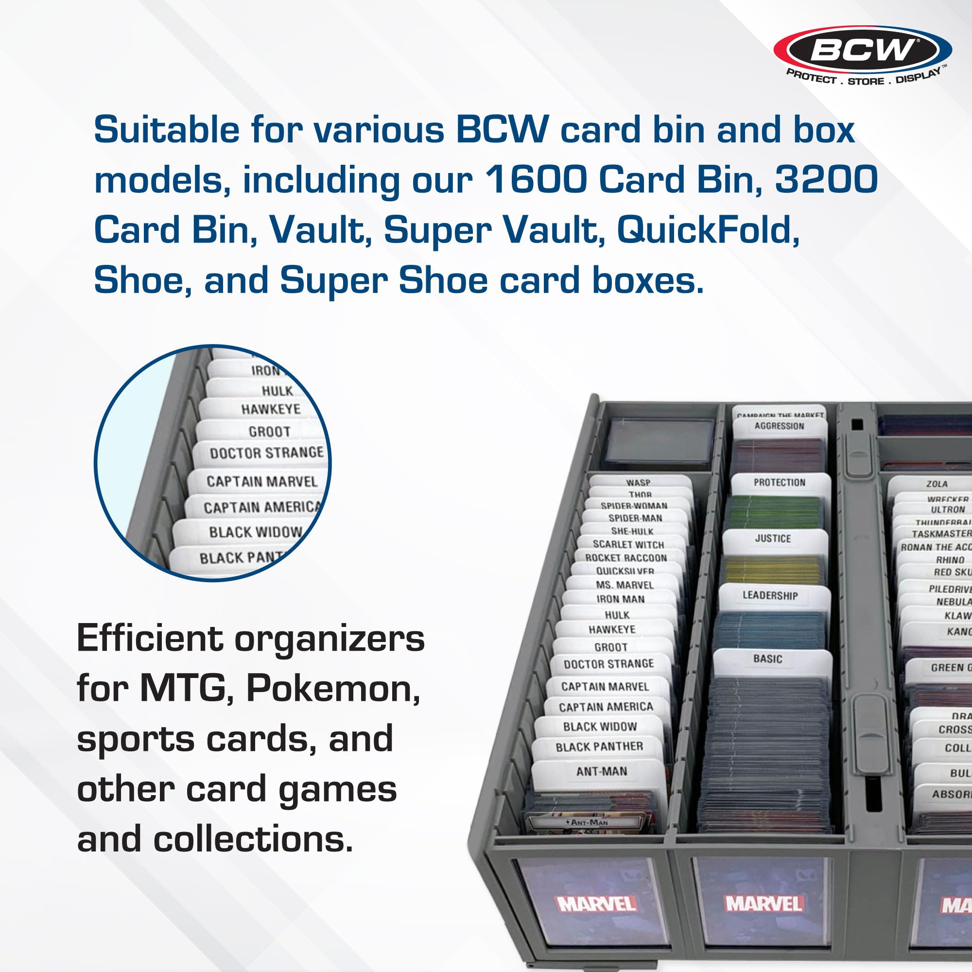 BCW Tall Trading Card Dividers - 10 ct | Archival Quality, Write-On Index Tab, 3 11/16 X 2 11/16 Inches | Fits Vault, Super Vault, QuickFold, Shoe, and Super Shoebox Boxes | Card Organizer Dividers