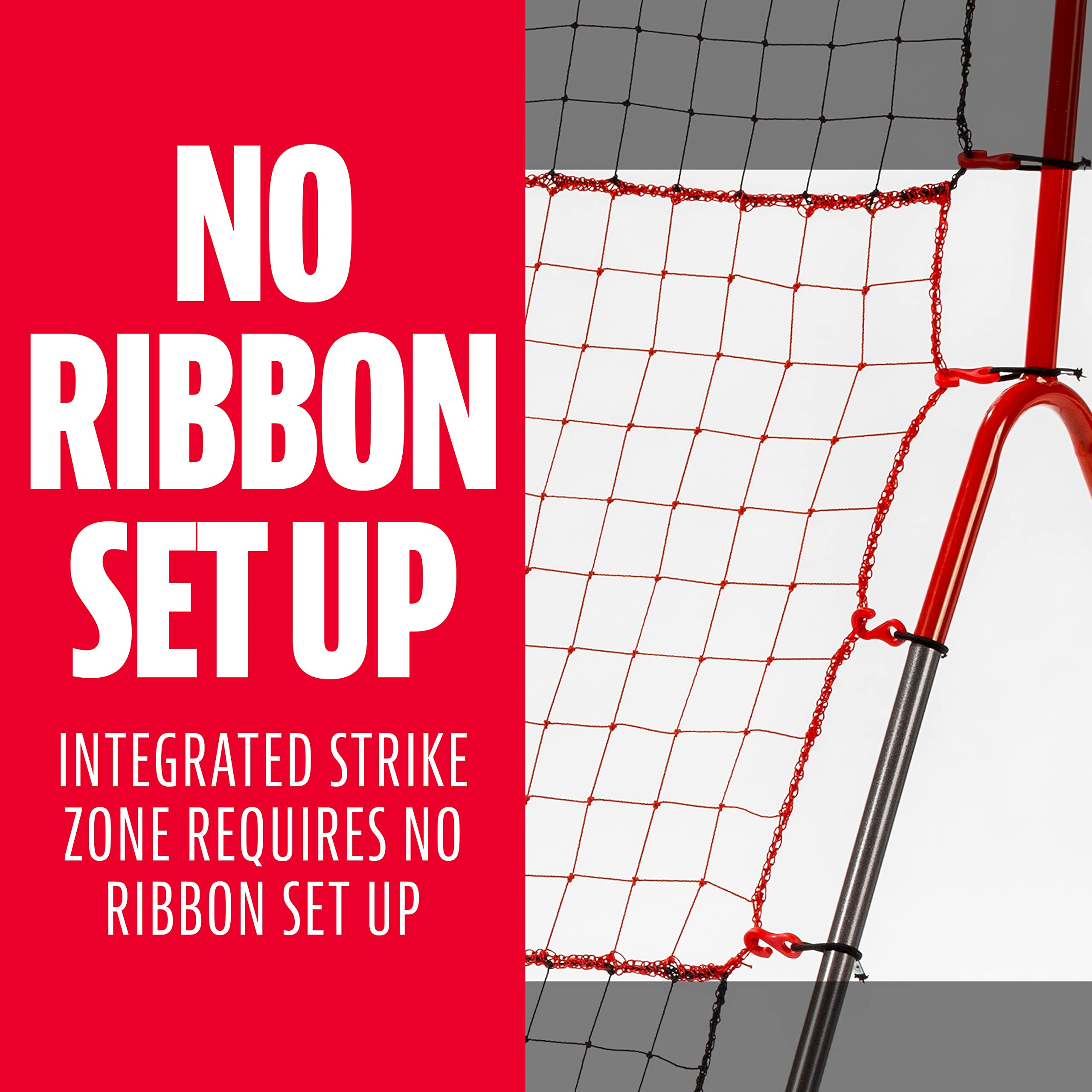 Franklin Sports Baseball Pitching Target and Rebounder Net - 2-in-1 Switch Hitter Pitch Trainer + Pitchback Net - Pitching Target with Hitter + Strikezone, Red