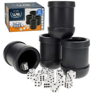 we games dice cups, professional grade plastic with 20 dice & instructions for liar's dice, set of 4