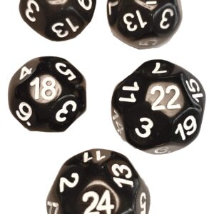 Impact! Miniatures Black - Set of 5 Unusual Dice: D14, D16, D18, D22 and D24