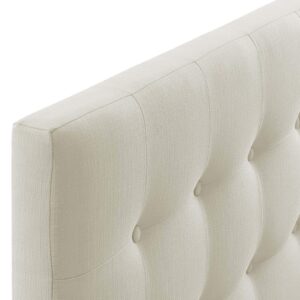 Modway Emily Tufted Button Linen Fabric Upholstered King Headboard in Ivory