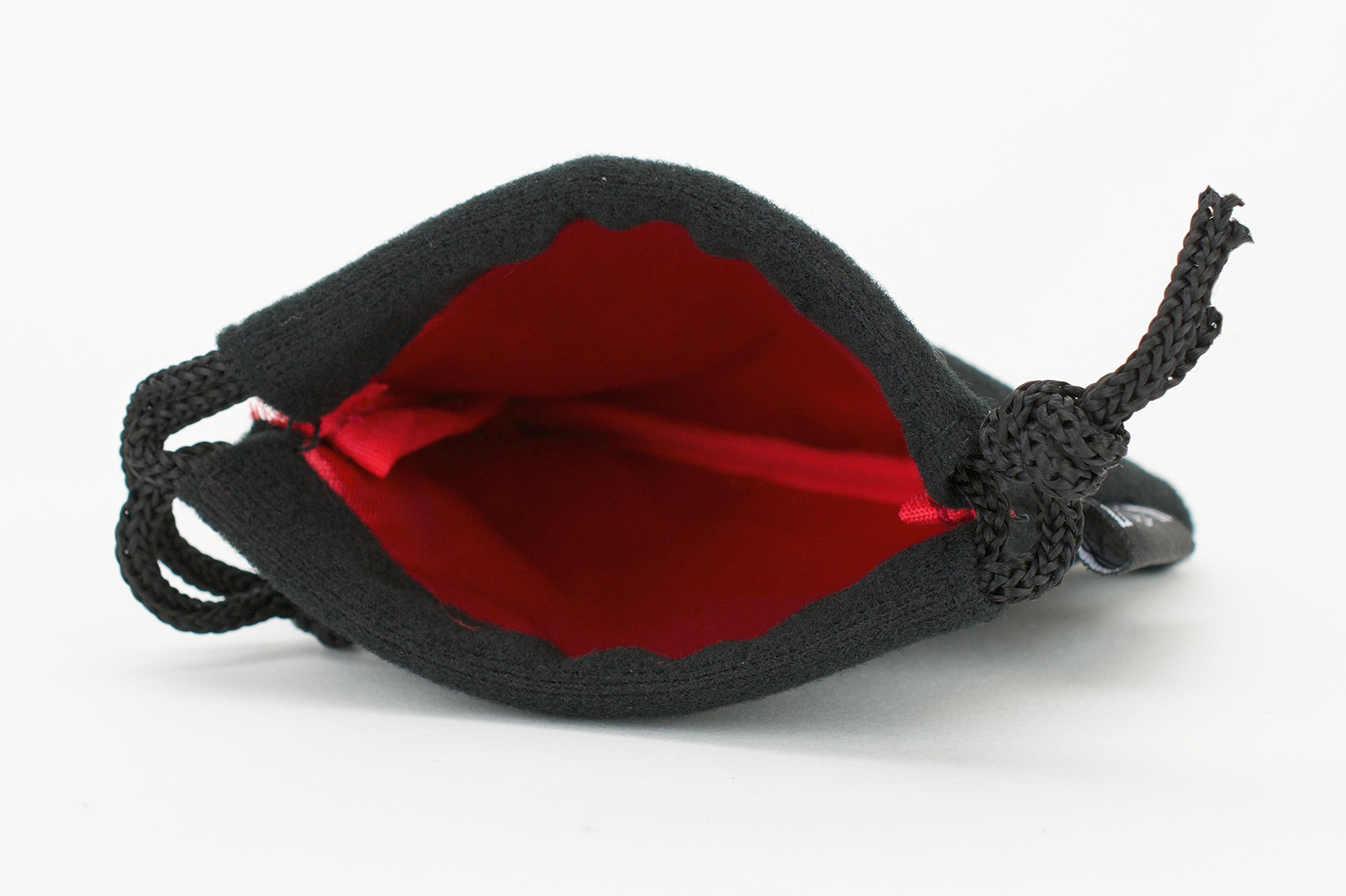 Small Black Dice Bag with Red Interior Double Stitched Snag Proof Satin Lining | Holds 21 16mm Dice