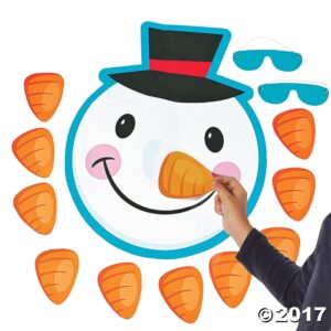 pin the nose on the snowman christmas holiday party game with blindfold & instructions