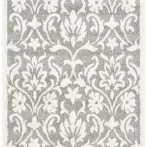 SAFAVIEH Amherst Collection Accent Rug - 3' x 5', Dark Grey & Beige, Floral Design, Non-Shedding & Easy Care, Ideal for High Traffic Areas in Entryway, Living Room, Bedroom (AMT424R)