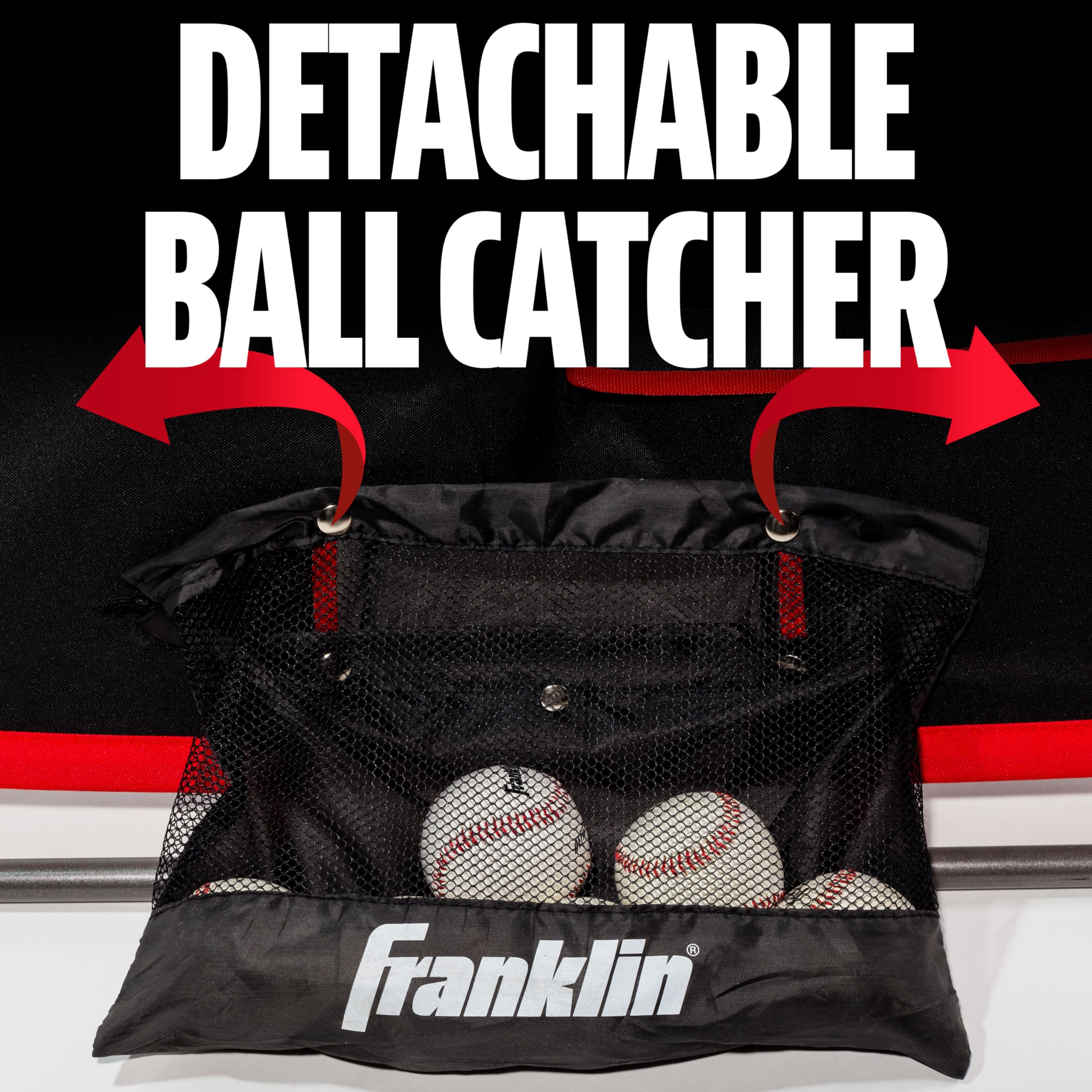 Franklin Sports Baseball Pitching Target and Rebounder Net - 2-in-1 Switch Hitter Pitch Trainer + Pitchback Net - Pitching Target with Hitter + Strikezone, Red