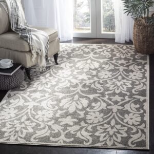 safavieh amherst collection accent rug - 3' x 5', dark grey & beige, floral design, non-shedding & easy care, ideal for high traffic areas in entryway, living room, bedroom (amt424r)