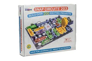 snap circuits 203 electronics exploration kit | over 200 stem projects | full color project manual | 42 snap modules | unlimited fun