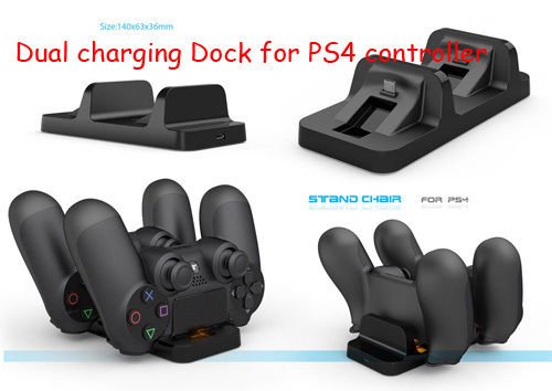 PS4 Controller Charger, Megadream Dual USB Charging Docking Station Stand for Sony Playstation 4 PS4, PS4 Slim, PS4 Pro Dualshock 4 Controller – Black