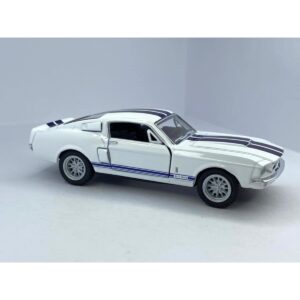 KiNSMART 1967 Ford Shelby Mustang GT500 White 1:38 Scale 5 Inch Die Cast Model Toy Race Car w/Pullback Action