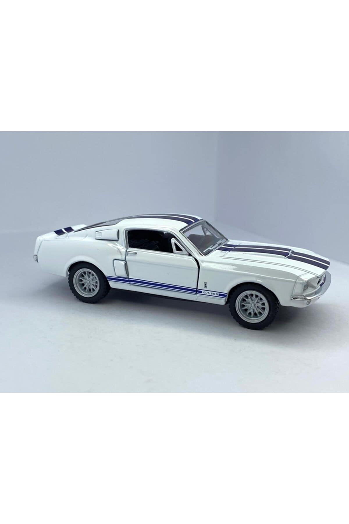 KiNSMART 1967 Ford Shelby Mustang GT500 White 1:38 Scale 5 Inch Die Cast Model Toy Race Car w/Pullback Action