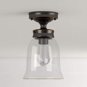 Hampton Bay 1000 052 875 Semi Flush Mount-Light Fixture with an Oil-Rubbed Bronze Finish & A Clear Glass Shade