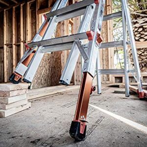 Little Giant Ladders, Revolution with Ratchet Levelers, M26, 26 ft, Multi-Position Ladder, Ratchet™ leg levelers, Aluminum, Type 1A, 300 lbs weight rating (12026-801)