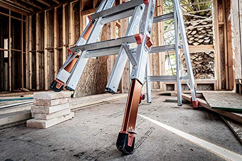 Little Giant Ladders, Revolution with Ratchet Levelers, M26, 26 ft, Multi-Position Ladder, Ratchet™ leg levelers, Aluminum, Type 1A, 300 lbs weight rating (12026-801)