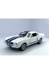 kinsmart 1967 ford shelby mustang gt500 white 1:38 scale 5 inch die cast model toy race car w/pullback action