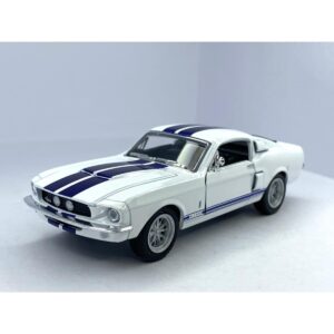 KiNSMART 1967 Ford Shelby Mustang GT500 White 1:38 Scale 5 Inch Die Cast Model Toy Race Car w/Pullback Action