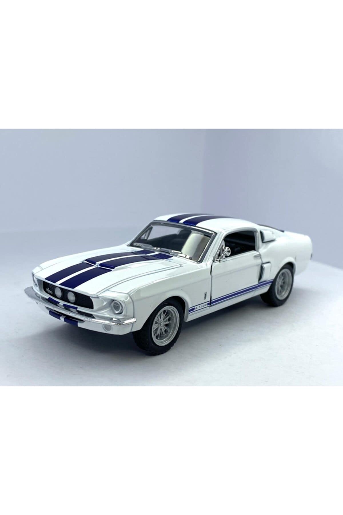 KiNSMART 1967 Ford Shelby Mustang GT500 White 1:38 Scale 5 Inch Die Cast Model Toy Race Car w/Pullback Action