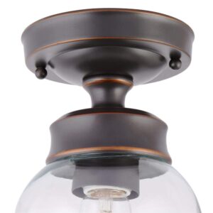 Hampton Bay 1000 052 875 Semi Flush Mount-Light Fixture with an Oil-Rubbed Bronze Finish & A Clear Glass Shade