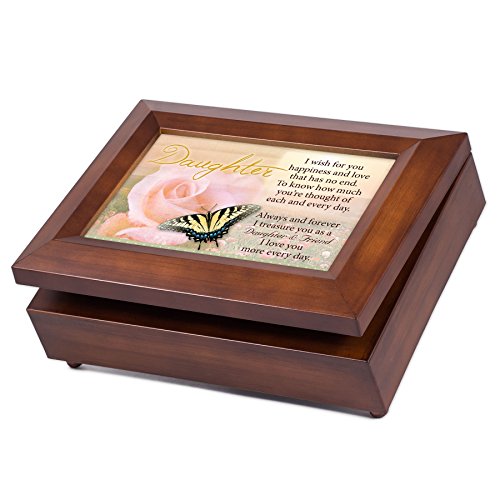 Cottage Garden Daughter Dark Wood Finish Jewelry Music Box - Plays Tune You are My Sunshine