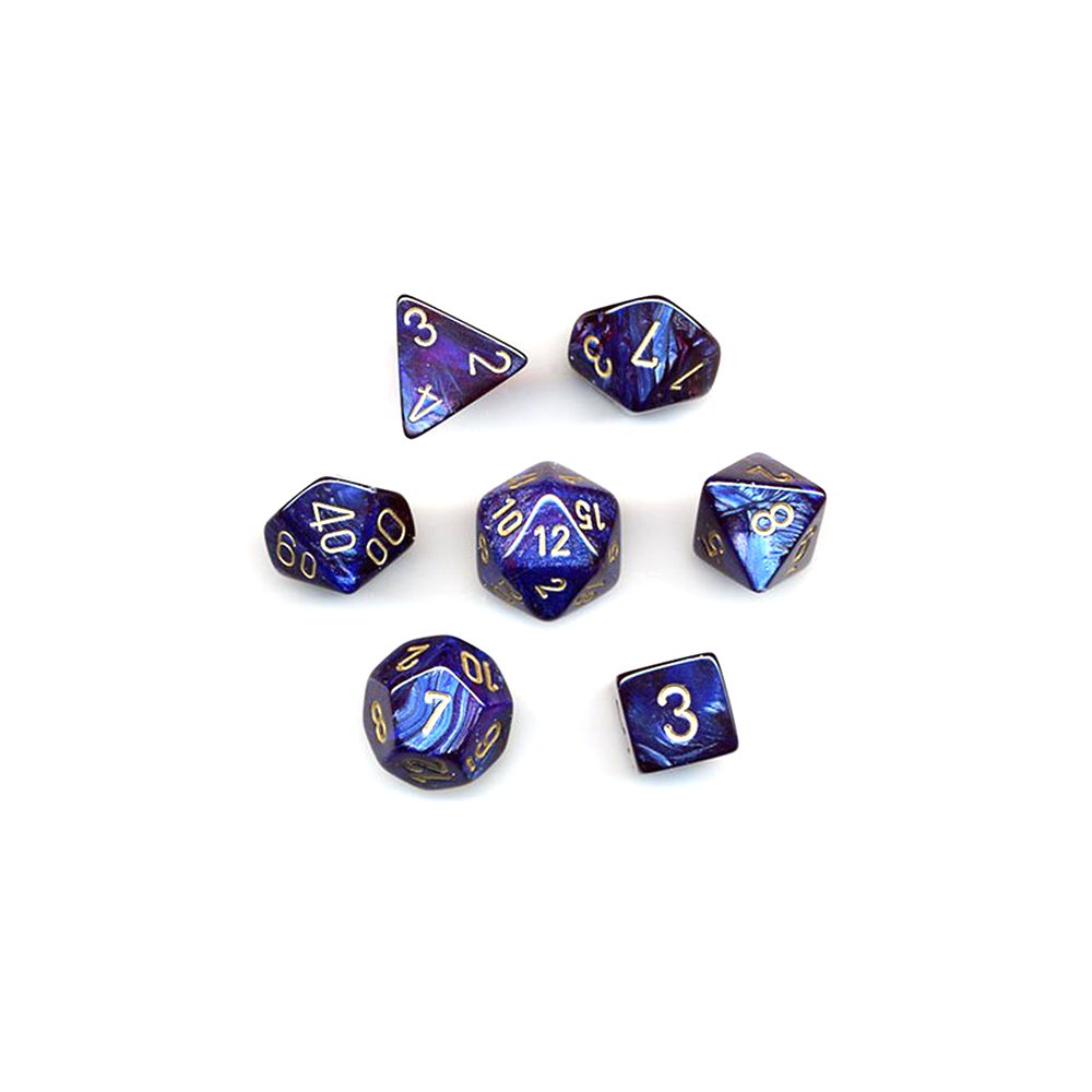 Chessex Polyhedral 7-Die Scarab Dice Set - Royal Blue with Gold CHX 27427