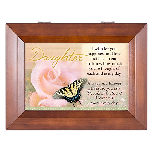 Cottage Garden Daughter Dark Wood Finish Jewelry Music Box - Plays Tune You are My Sunshine