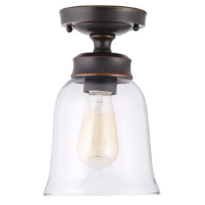 Hampton Bay 1000 052 875 Semi Flush Mount-Light Fixture with an Oil-Rubbed Bronze Finish & A Clear Glass Shade