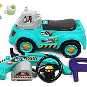 POCO DIVO Blue Digger Scooter, Ride-on Excavator, Pulling cart, Pretend Play Construction Truck