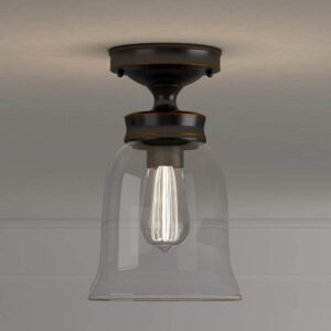 Hampton Bay 1000 052 875 Semi Flush Mount-Light Fixture with an Oil-Rubbed Bronze Finish & A Clear Glass Shade