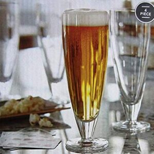 Footed Pilsner Beer Glass Set by Threshold - Set of 4 Glasses (Made in Italy) 15.5 fl. oz