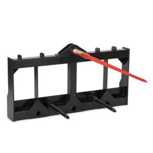 titan attachments hd skid steer hay frame attachment, 49" hay spear and stabilizer spears, rated 4,000 lb, quick tach mounting, hay handing equipment for bobcat tractors