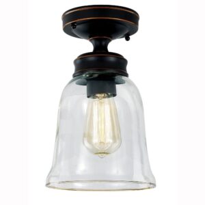 hampton bay 1000 052 875 semi flush mount-light fixture with an oil-rubbed bronze finish & a clear glass shade