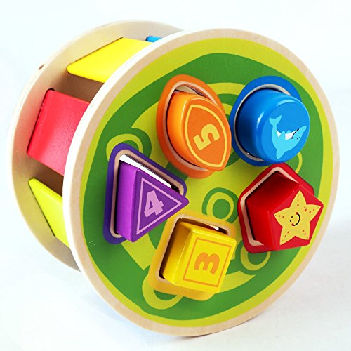 Hape Turtle Shape Sorter Wooden Toys Turtle Wooden Blocks Shape Sorter Pull Toys for Toddlers, Infant Shape Sorter Travel Toys