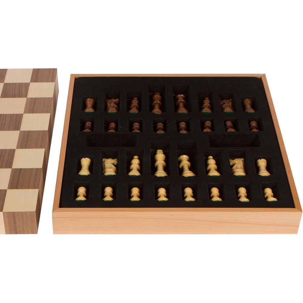 Athena Tournament Chess Inlaid Wood Board Game with Weighted Wooden Pieces, Large 18 x 18 Inch Set