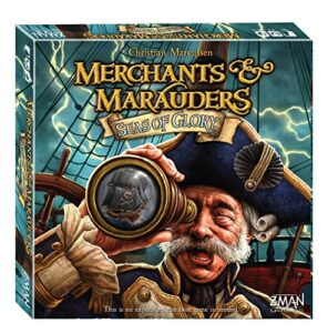 merchants & marauders seas of glory board game expansion - pirate themed fighting strategy game for kids & adults, ages 13+, 2-4 players, 180 minute playtime, made by z-man games